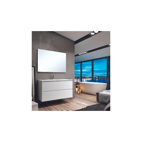 Mueble de baño suspendido Luton 100 cm ancho Blanco Mate - Comprar ...