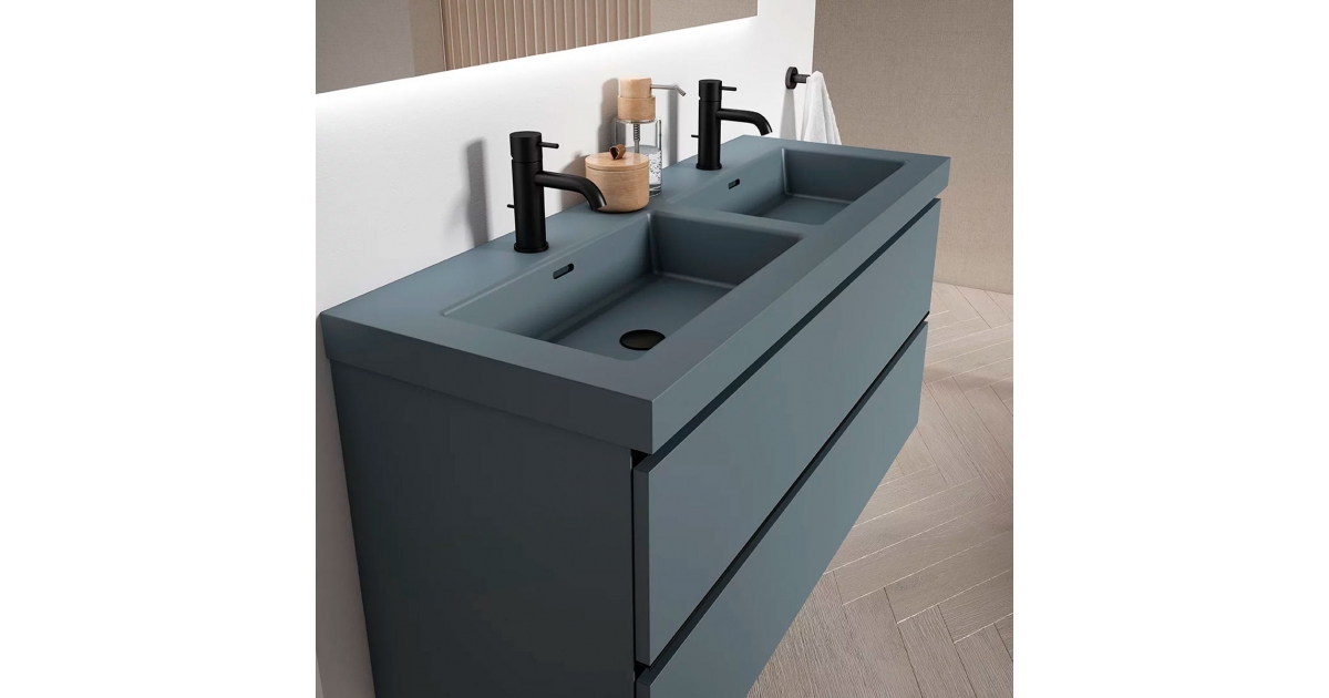 Mueble de baño suspendido de 100 cm con lavabo integrado color Avio ...