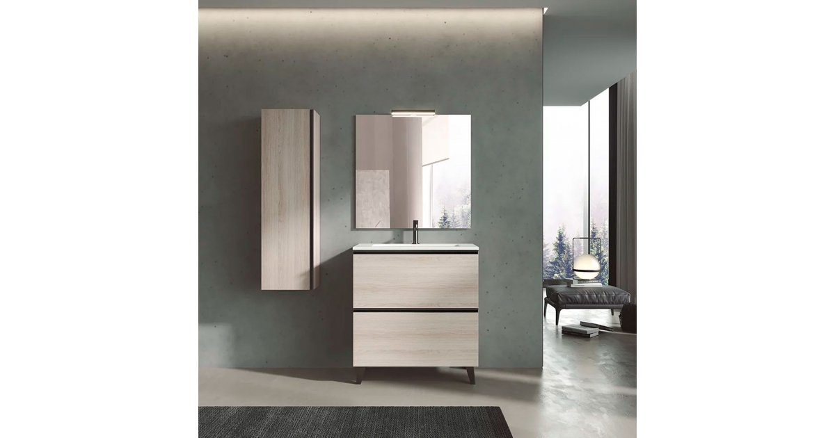 Mueble de baño de suelo de 100 cm con 2 cajones con lavabo sobre ...