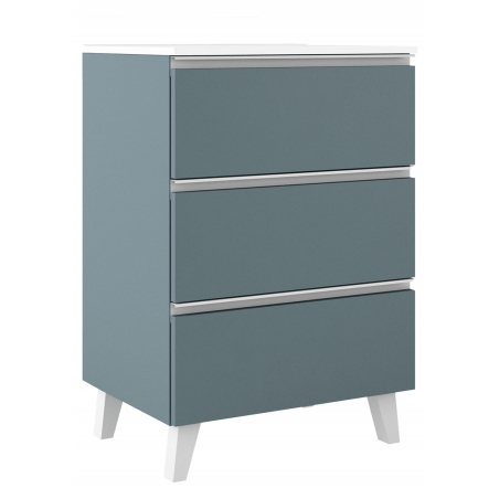 Mueble de baño de suelo de 80 cm con 3 cajones con lavabo integrado ...