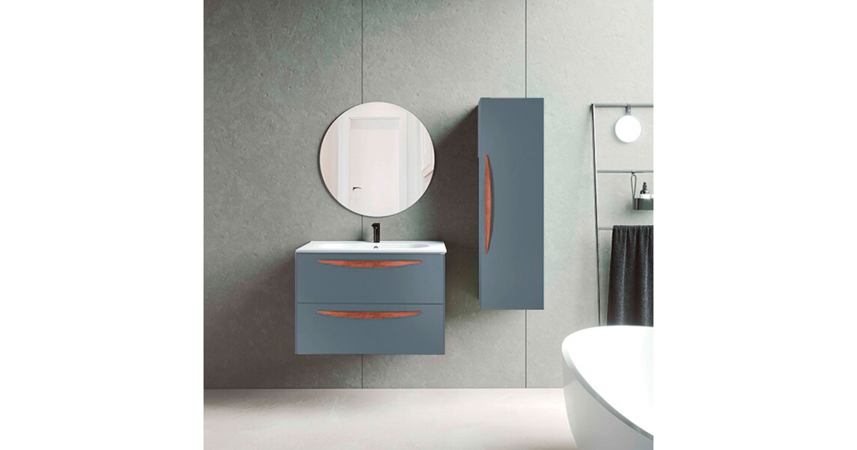 Mueble de baño suspendido 2 cajones con lavabo color Avio Modelo Arco