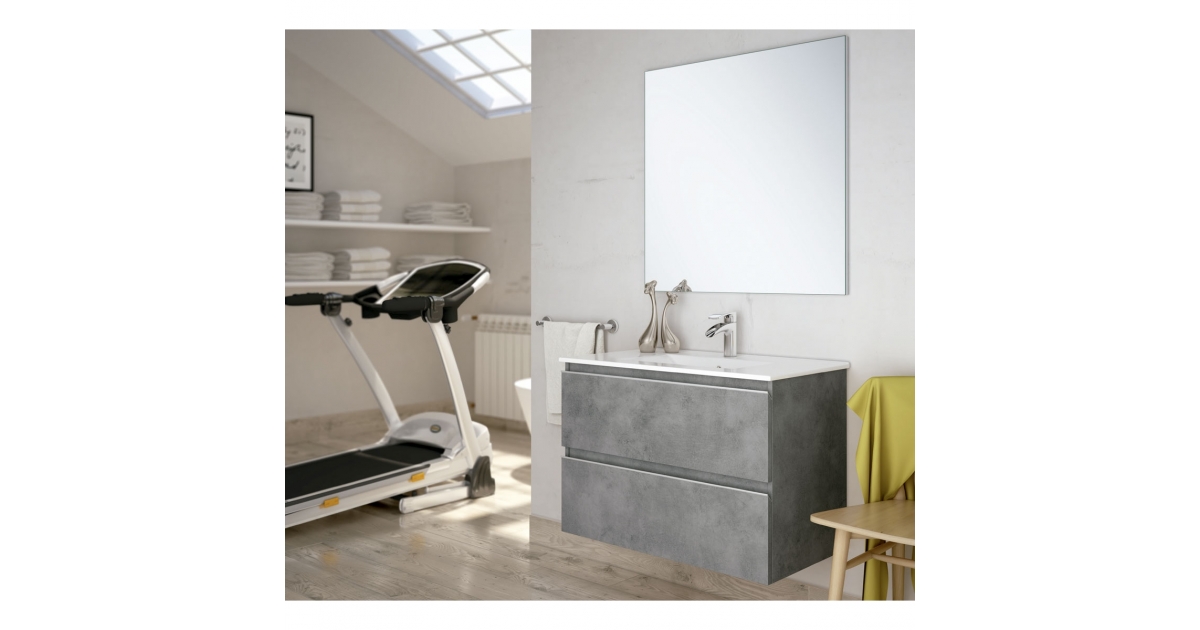Mueble de baño suspendido Dundee color Cemento de 70 cm - Comprar ...