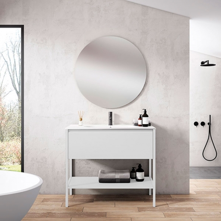 Floor bathroom furniture 1 drawer and 1 hole with integrated sink Model ...