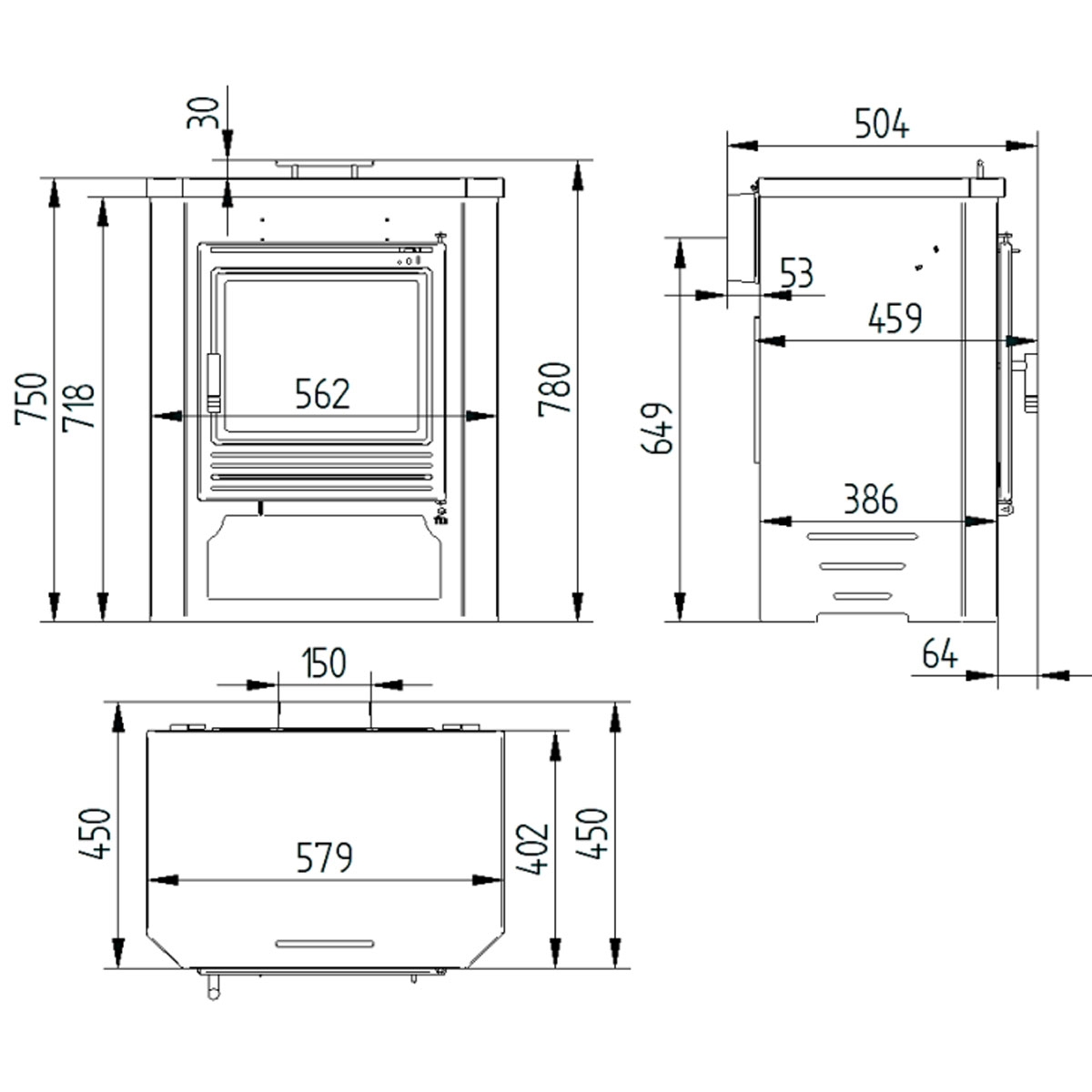 Estufa de leña Frontal M-102