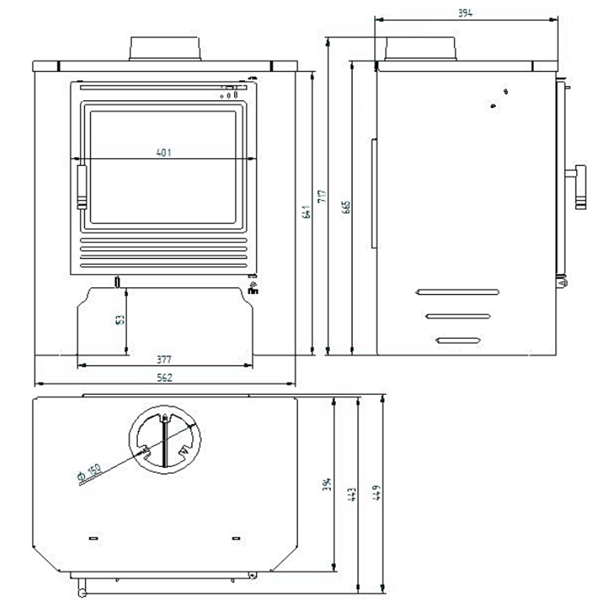Estufa de leña Frontal M-101