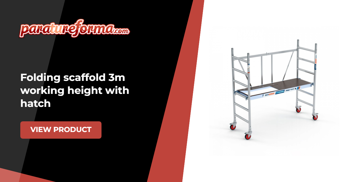 Folding scaffolding with 3m working height with hatch