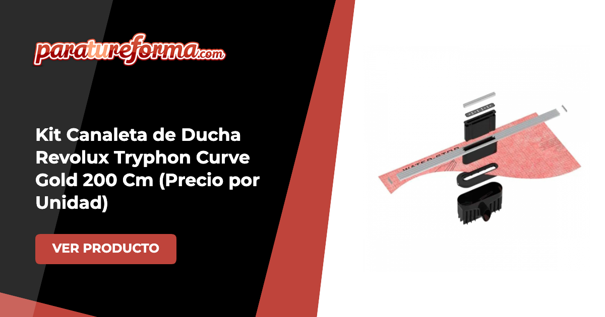 Kit Canaleta de Ducha Revolux Tryphon Curve Gold 200 Cm (Precio por Unidad)