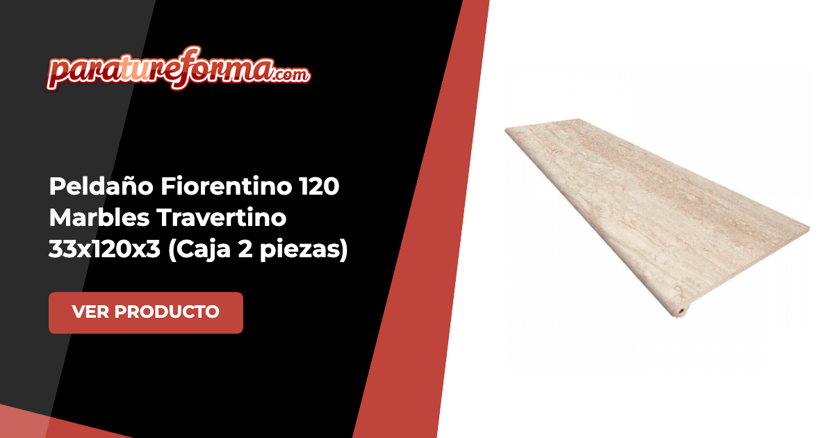 Peldaño Fiorentino 120 Marbles Travertino 33x120x3 (Caja 2 piezas)