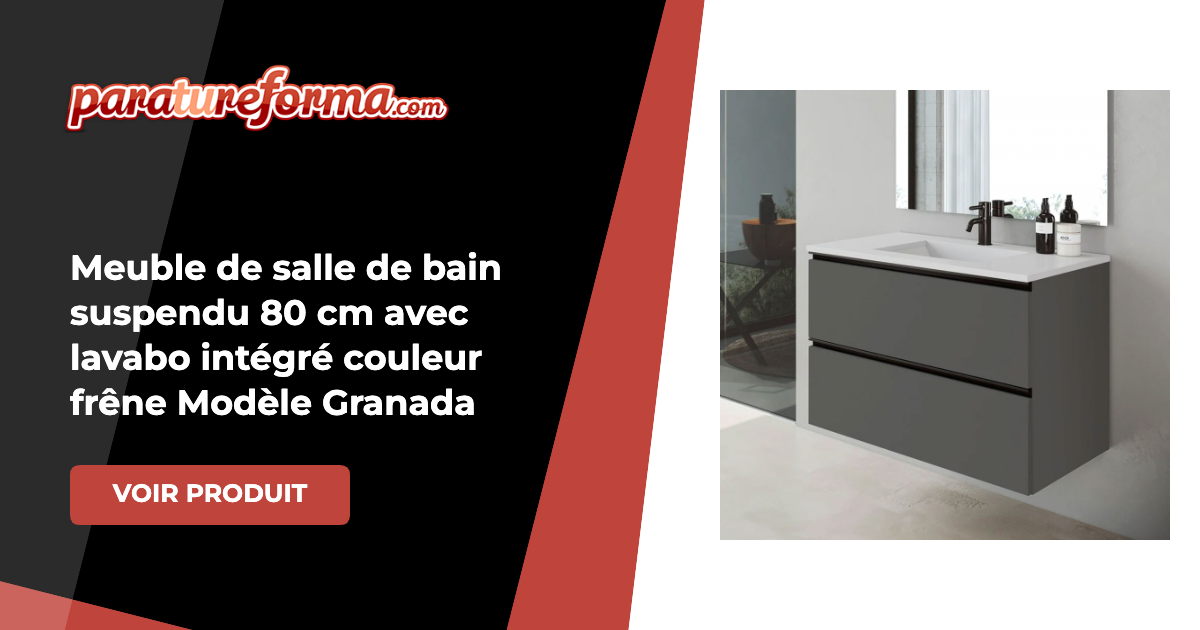 Meuble de salle de bain suspendu 80 cm avec lavabo intégré couleur ...