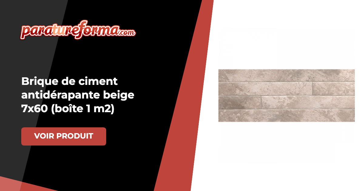 Brique de ciment antidérapante beige 7x60 (boîte 1 m2)