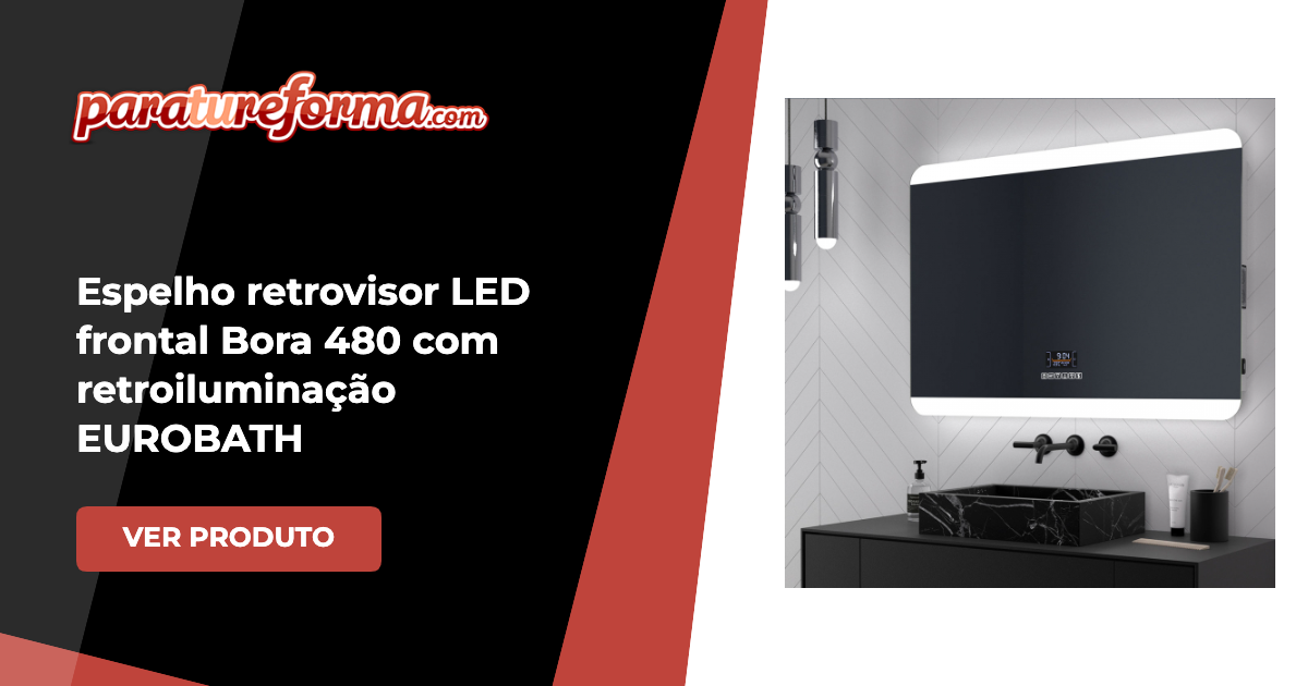 Espelho retrovisor LED frontal Bora 480 com retroiluminação EUROBATH